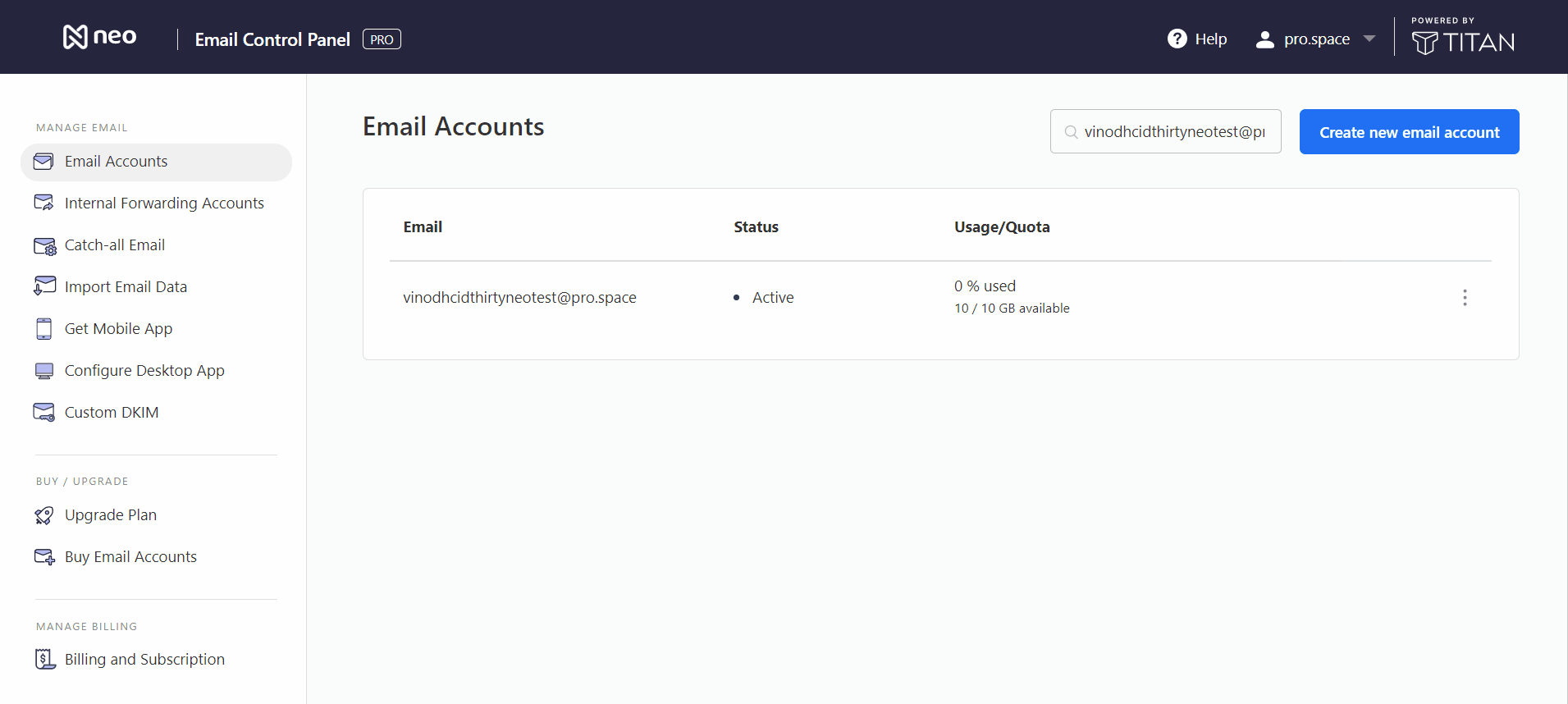 Manage Email Accounts via Neo Admin Panel – Neo Business